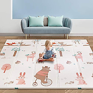 Play Mat, TopMade Folding Baby Playmat Reversible Kid Crawling Play Mat Waterproof Soft Foldable Mat Large Foam Floor Gym Activity Carpet NonToxic Portable Tummy Time Playroom Mat for Infant Toddler