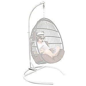 C-Shape Base Hanging Chair Hammock Stand - Powder Coated Construction for Egg Chair and Indoor/Outdoor Hammock Chairs, X-Large (White)