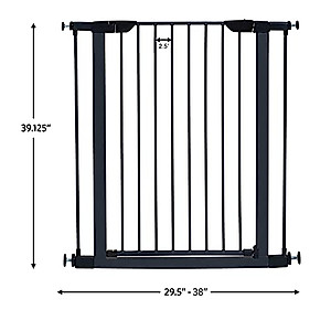 MidWest 39" High Walk-thru Steel Pet Gate, 29" - 38" Wide in Textured Graphite