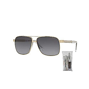 Versace VE2174 1252T3 59MM Pale Gold/Light Grey Gradient Grey Square Sunglasses for Men+ BUNDLE with Designer iWear Eyewear Care Kit