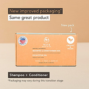 Clever Yoga Invigorating Eucalyptus Oil Shampoo and Conditioner Bar Set - 100% Vegan, Plastic Free, Sustainable, Handmade in USA, Silicone Paraben and SLS Free, Great for Travel - 2.2 Ounces