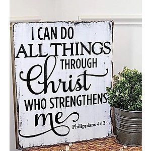 I can do All Things Through Christ who Strengthens me, Religious Wood Sign, Rustic Bible Verse Sign, Philippians 4:13