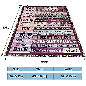 AJIIUSV to My Niece Gifts from Auntie Throw Blanket Niece Gifts Blankets from Aunt Birthday Gifts Christmas Thanksgiving New Year Holiday 50"x60"