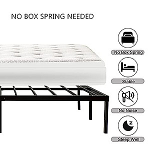 Wulanos King Size Bed Frame, 3500lbs Heavy Duty Metal Frames with Steel Slats Support 14 Inch High Platform Bedframe with Storage, No Box Spring Needed, Sturdy and Durable Noise-Free, Black