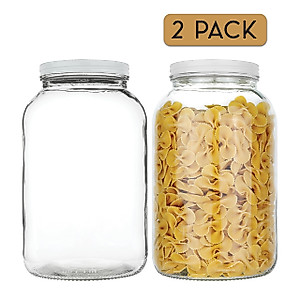 kitchentoolz 1 Gallon Glass Jar with Lid - Large Mason Jar Wide Mouth- Pickling, Storing, Brewing and Fermenting