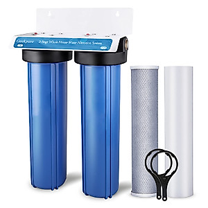 Geekpure 2 Stage Whole House Water Filter System with 20-Inch Blue Housing -1"NPT