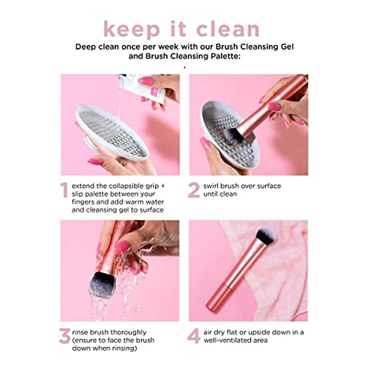 Real Techniques Custom Contour 3-in-1 Brush, Custom Slide For Bronzer & Contour Makeup, 3 Settings For Sheer, Medium, or Focused Application, Travel-Sized Kabuki, Cruelty-Free, 1 Count
