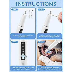 Vodi Mosa Dog Tooth Brushing Kit - Dog Tartar Remover for Teeth Dog Plaque Remover Teeth Cleaning Kit Pet Electric Toothbrush Teeth Cleaner for Dog, Cat