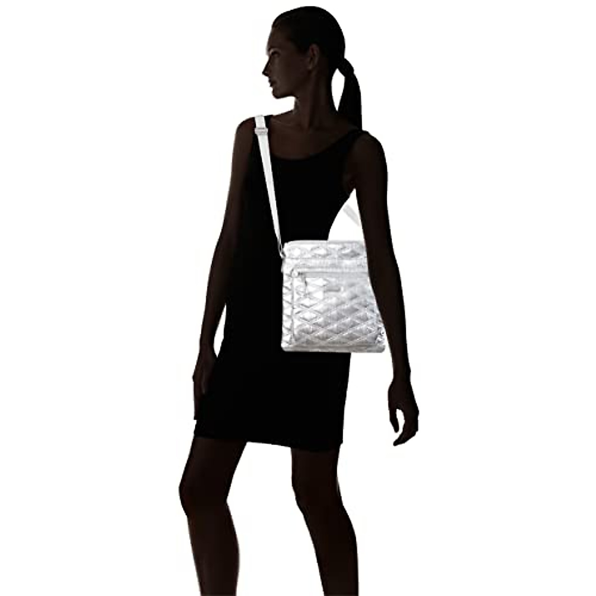 Baggallini Womens go bagg with RFID phone wristlet, Silver Metallic Quilt, One Size US