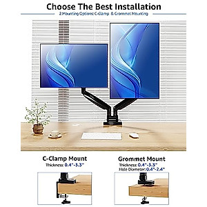 MOUNTUP Ultrawide Dual Monitor Arm for Max 35 Inch Screen, Support 4.4-30.9 lbs Heavy Duty Monitor Desk Mount, Gas Spring Computer Monitor Stand Holder, VESA Bracket with Clamp/Grommet Base, Black