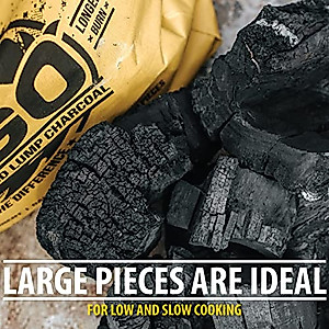 FOGO Super Premium Hardwood Lump Charcoal, Natural, Large Sized Lump Charcoal for Grilling and Smoking, Restaurant Quality, 17.6 Pound Bag, 2-Pack