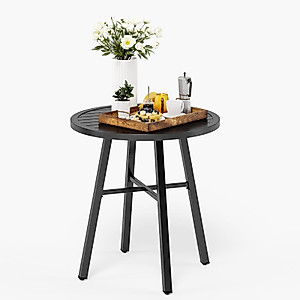 MFSTUDIO Outdoor Bistro Table Round Metal Patio Dining Table Small Side End Adjustable Outdoor Furniture Table,Black