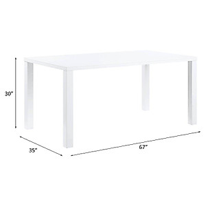 Acme Furniture Rectangular Wood Dining Table, High Gloss White