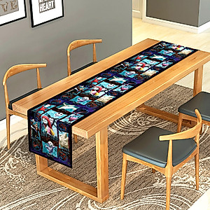 The Nightmare Before Christmas Table Runner Jack and Sally Theme Party Decoration Welcome Halloween Home Kitchen Dining Room Decor (13" x 72")