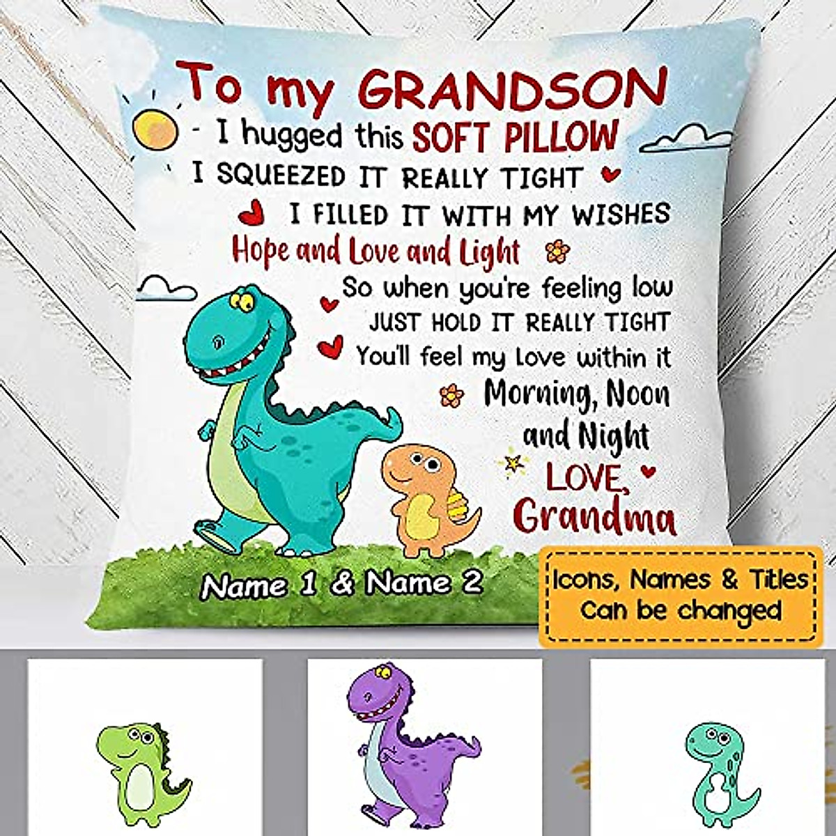 IZI POD Grandson Dinosaur Pillow, Daughter Pillow, Granddaughter Pillow, Autumn Silhouette Tree Pillow, Gift for mom, Daughter Gift, Gift-578