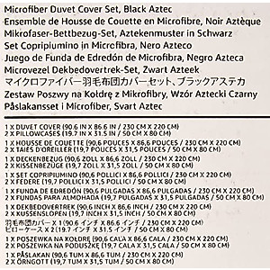 Amazon Basics Microfiber Duvet Cover 3 Piece Set, Black Aztec, Printed, 230 x 220cm/50 x 80cm x 2