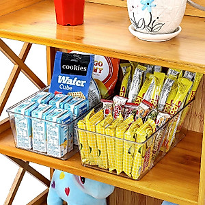 wilfox Pantry Organizer, 7 Pack Clear Organizer Bins with Removable Dividers, Pantry Organizers and Storage, Fridge Organizer and Cabinet Organizer for Snack, Pouches, Spice Packets