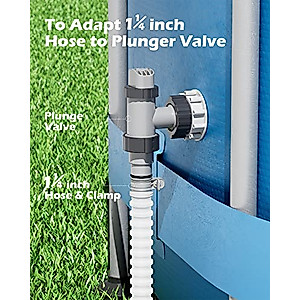 SHAPON Replacement Hose Adapter w/Collar for Threaded Connection Pumps & Plunger Valve, Converts 1.5" and 1.25" Hoses for Intex Above Ground Swimming Pool, Pool Accessories (2 Pack)