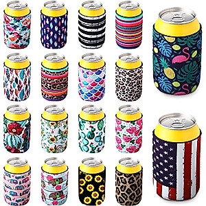 18 Pieces Can Sleeves Neoprene Can Coolers Reusable Can Covers Drink Cooler Sleeves for 12 oz Cans (Fresh Style)
