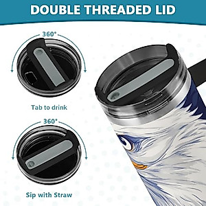 Selerdon 40 oz Tumbler Eagles Blue with Handle and Straw Lid Vacuum Stainless Steel Insulated Water Bottle Travel Mug Car Cup Holder Friendly BPA Free for Gym Travel Office