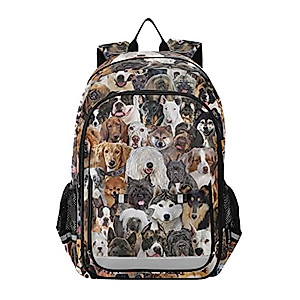 ALAZA Different Dog Breeds Animal Laptop Backpack Purse for Women Men Travel Bag Casual Daypack with Compartment & Multiple Pockets