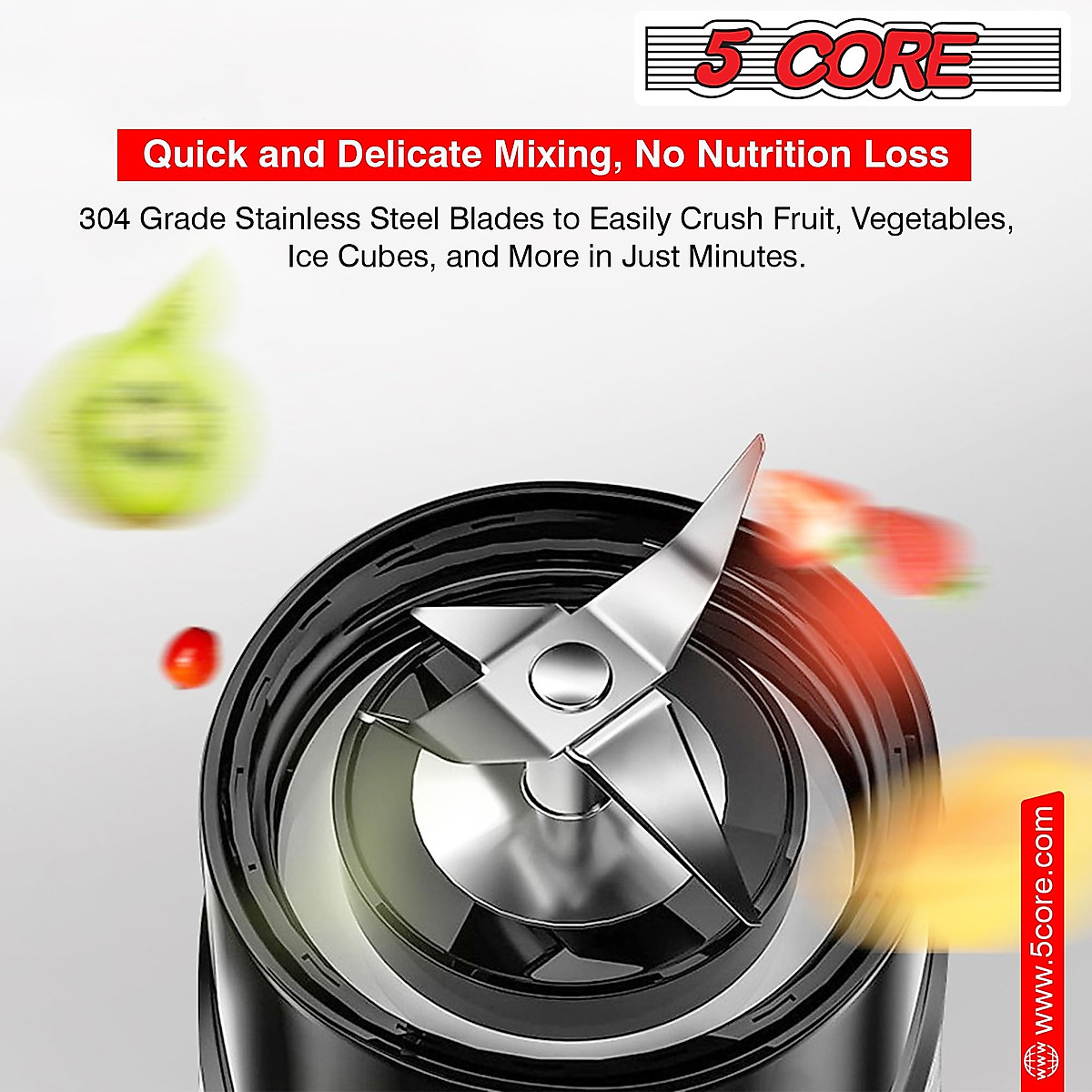 Generic 5 Core Smoothie Blender Personal Blender for Shakes and Smoothies 300W Powerful Food Processor with 20oz Portable Sports Bottle Single Blend Easy To Clean BPA Free 5C 421