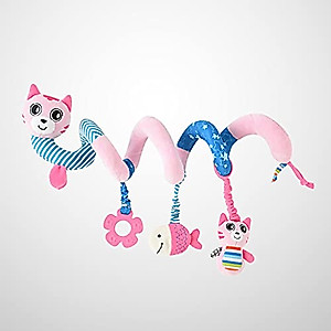 Generic Baby Crib Mobile Car Toys, Baby Activity Spiral Plush Stroller Bar Toy Accessories, Crib Toys with Bell for Boy or Girl, Hangings Rattle Toy Stroller Cat Hanging Toy