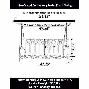 Live Casual Heavy Duty 800 Lb Canterbury Metal Porch Swing