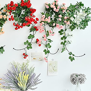 Mandy's 2pcs Pink Silk Rose Vine Garland Artificial Flowers with 69 Heads for Home Wedding Arch Floral Decorations
