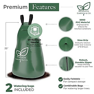 Heirloom Garden & Co 20 Gallon Tree Watering Bag to Conserve Water Slow Release Tree Watering Bag PVC Tree Bags w/ Robust Durable Zipper Reusable & Easily Fold Drip Irrigation Bag for Trees