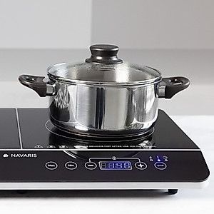 Navaris Double Induction Cooktop - Portable Dual Countertop Electric Stove Burner Cook-Top Hot Plate with 2 Hobs for Cooking - 24 x 14 x 3 Inches