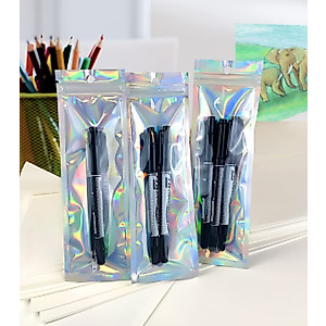 Resealable Foil Pouch Bag [100 PCS ] Great for Party Favor Food Storage (Holographic Color, 2.7 x 8.6 Inch)
