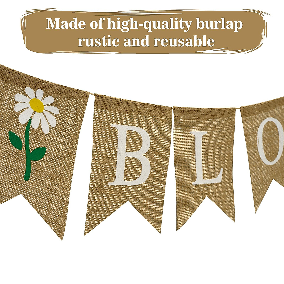 GCQQ Baby In Bloom Banner, No DIY Baby in Bloom Burlap Banner, Daisy Baby Bloom Banner, Rustic Baby In Bloom Banner for Baby Shower, Welcome Baby, Mommy to Be Party Supplies