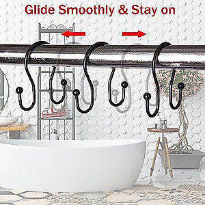 Double Shower Curtain Rings, Double Sided Shower Curtain Hooks Rust Proof for Shower Curtain, Durable Bathroom Shower Hangers Rings for Shower Rods Curtain Bathroom (Brushed Black)