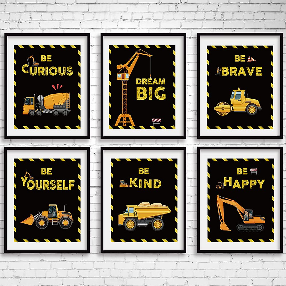 SUUURA-OO Truck Inspirational Quote Art Print Set of 6 (8”X10”), Dream big Truck Bedroom Cool Poster for for Nursery Boys Son Brother Grandson Kids Room Home Decor, No Frame