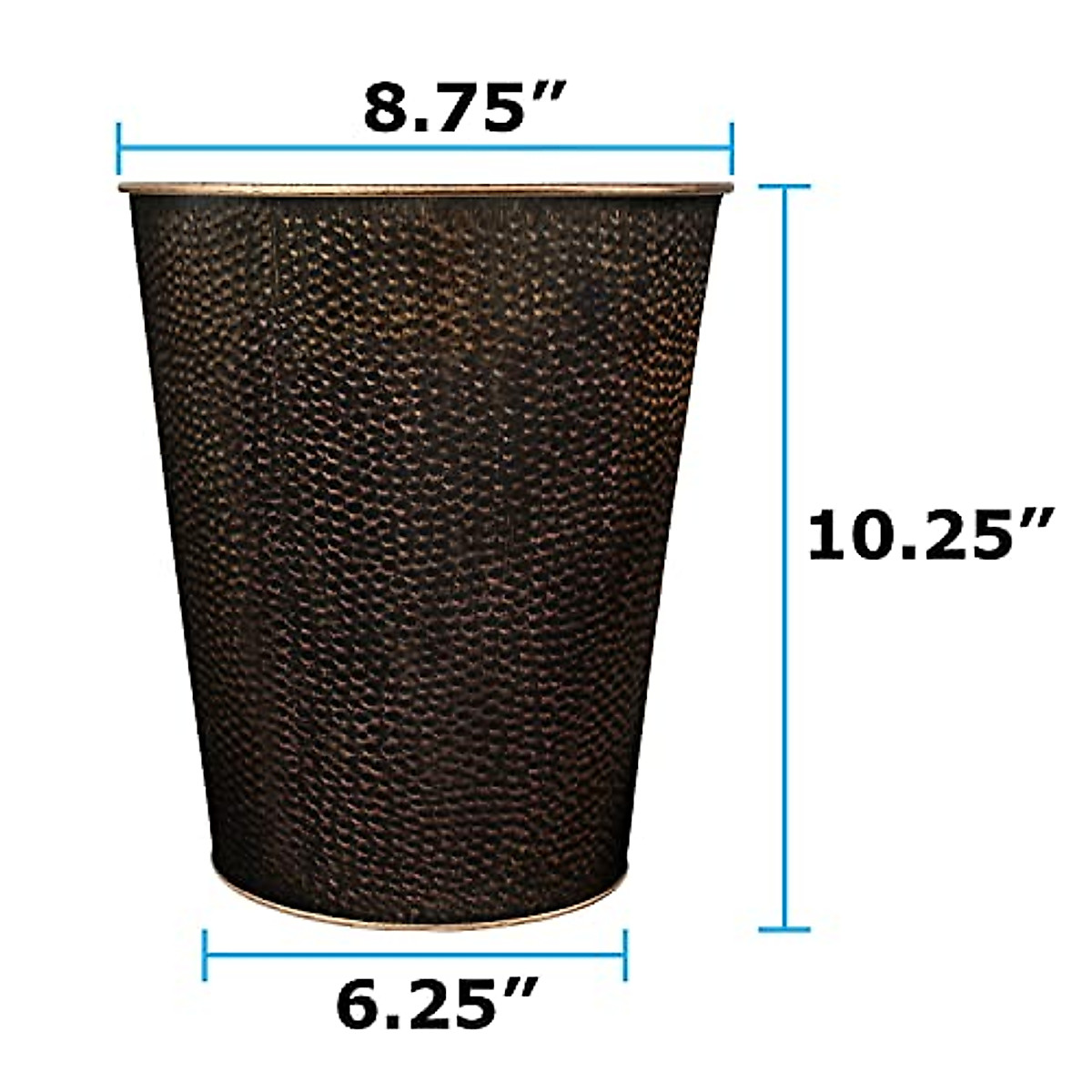 Blue Donuts Wastebasket for Bedroom, Bathroom, Trash Can 6 Liters, Stainless Stel (Bronze)