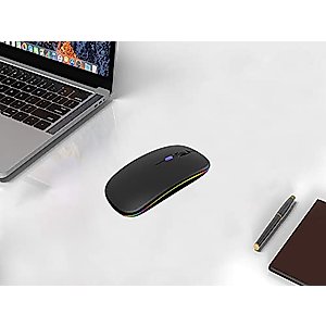 Wireless Bluetooth Mouse,LED Rechargeable Slim Silent Laptop Mouse,Portable(BT5.2+USB Receiver)Dual Mode Computer Mice,Quick Precise Responsiveness Control Laptop,Desktop Computer,Tablet,phone.(Black)