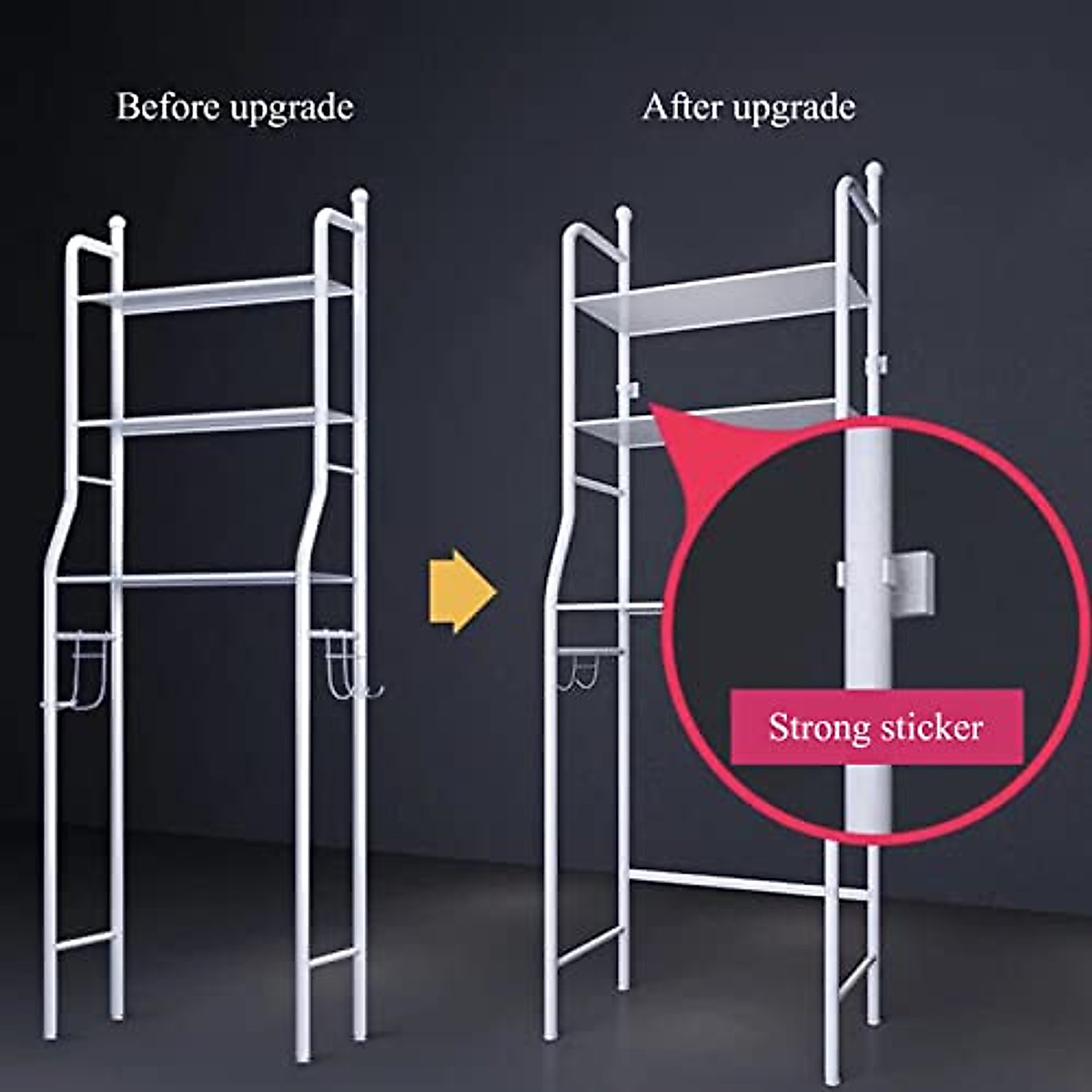 Yargole 3-Tier Laundry Room Shelf Over Washing Machine Storage Utility Rack,Above Toilet Washer Dryer Stand Storage,Adjustable Bathroom Organization Space Saving Shelving Units