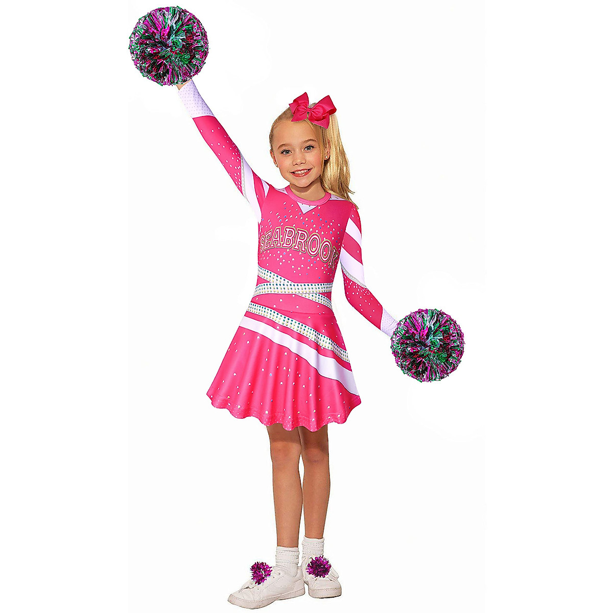 Hipoleter Zombies Girls Cheerleader Costumes Cheerleading Dress up Toddler for Party Movie Halloween Kids Outfits Cosplay, Rose, 9-10 Years