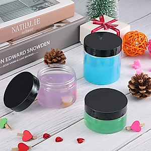 SATINIOR 24 Pieces Empty Clear Plastic Jars with Lids Round Storage Containers Wide-Mouth for Beauty Product Cosmetic Cream Lotion Liquid Butter Craft and Food (Black Lid, 1 oz)