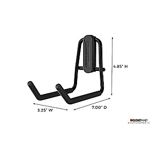 ClosetMaid MaxLoad 3-Pack Garage Hooks & Hangers Wall Mount Heavy Duty Storage for Long Handle Tools, Cords, Hoses, Shovels, Rakes, Brooms, Black