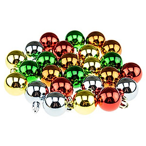 Clever Creations Shatterproof Christmas Ornaments Small 25mm Red, Green, Gold, Silver, Brown Christmas Décor | 25 Pack Set Perfect for Christmas Decorations