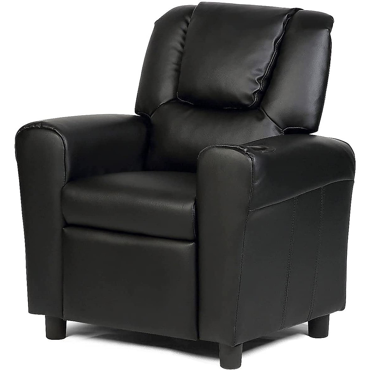 GLACER Kids Recliner with Cup Holder, Children Recliner Chair with Ergonomic Armrest & Padded Backrest, Toddler Armchair for Boys & Girls, 3+ Age Group (Black)