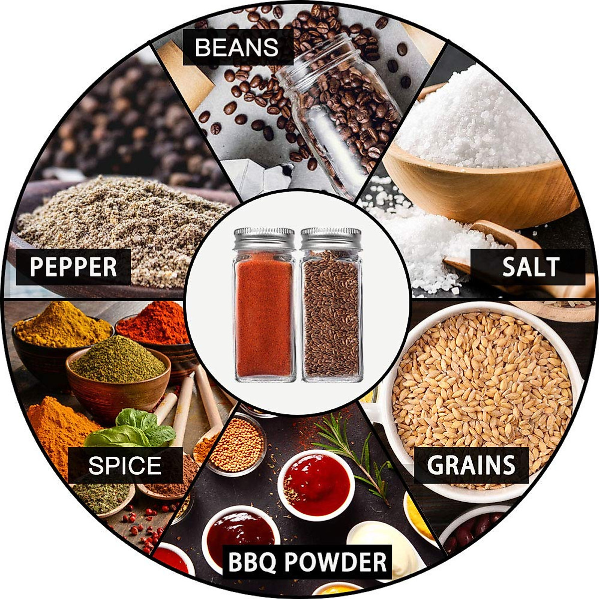 Bamboo Spice Rack Organizer,Seasoning Rack with 23 Pack 4 oz Empty Glass Spice Jars with Sliver Metal Caps. Include Pen, Brush, Funnel and 80 Labels.