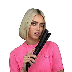 Trademark Beauty Airflow Styling Flat Iron, 2 in 1 Hair Straightener & Curler, Ceramic Plates, Tourmaline Coating, 360 Degree Air Vents, Sunny Styler - Black