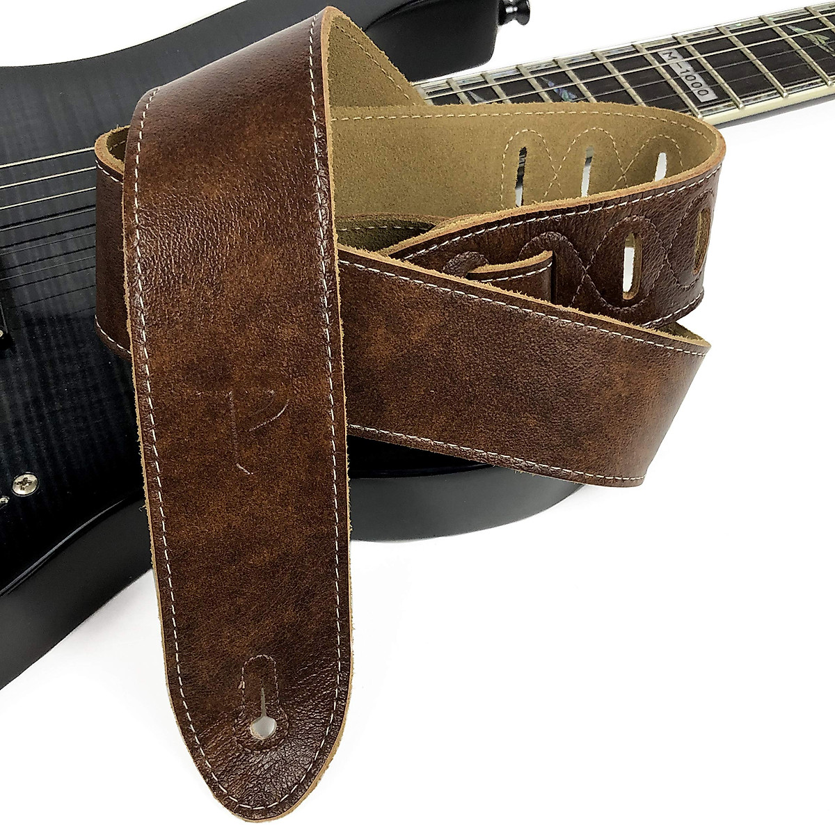 Perri's Leathers Ltd. - Italian Leather Guitar Strap - Adjustable from 41" to 56" for Electric, Bass, Acoustic Guitar - Deluxe Italian Leather - Chestnut (JW-G7LE-IT68)