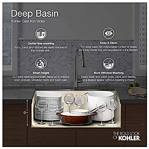 KOHLER 5707-0 Iron/Tones Kitchen Sink, White