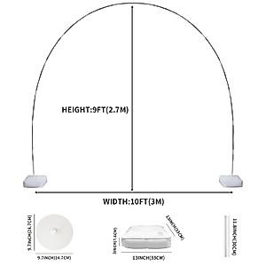 Kaucytue Balloon Arch Kit, 10Ft Width & 9Ft Height Adjustable Balloon Arch Stand, Balloon Arch Frame with Base for Birthday Party Decorations Wedding Baby Shower