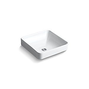 KOHLER 2661-0 Vox Vessel Bathroom Sink, vitreous China, 16-1/4" W x 16-1/4" L, White