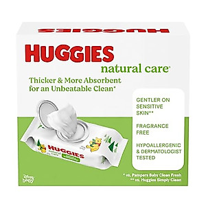 Huggies Natural Care Sensitive Baby Wipes, Unscented, Hypoallergenic, 99% Purified Water, 2 Refill Packs (352 Wipes Total)